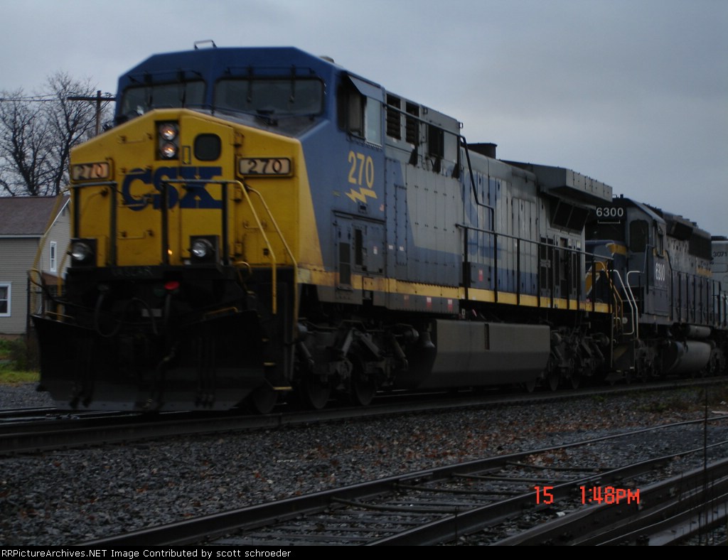 CSX 270 & HLCX 6300 head WB as the Q273 on the #2 Track